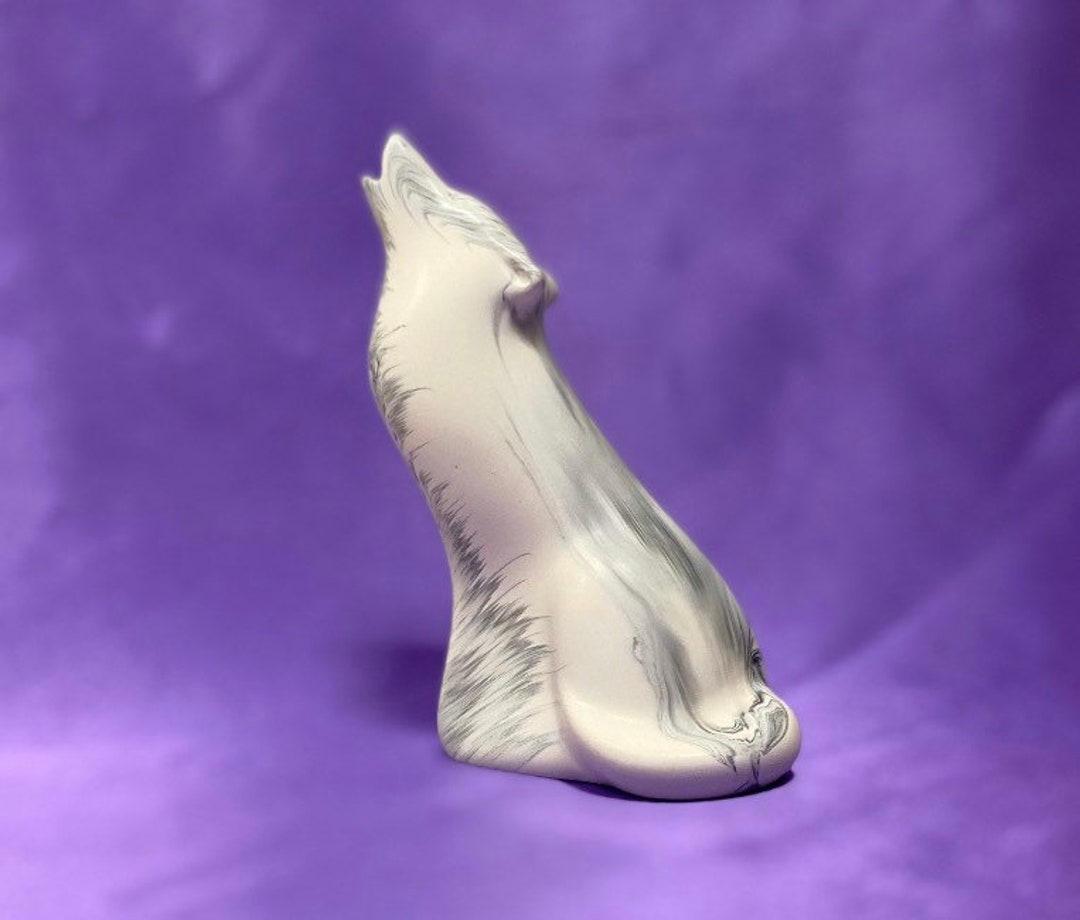 MEMORIAL Cremation ASHES Into White Wolf - With Black/grey Swirls ...