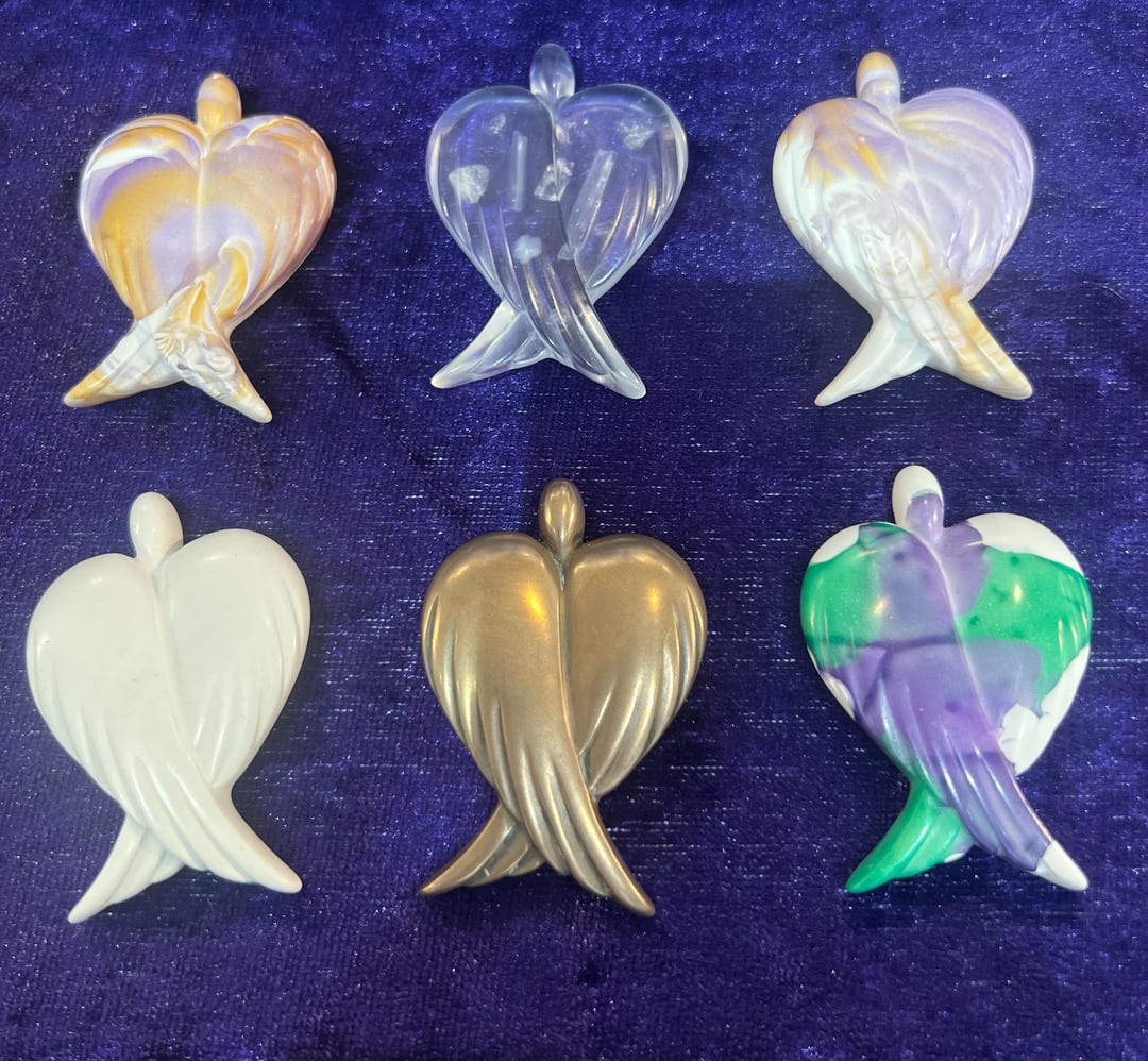 Angel Wings “embraced” Handheld in White, Swirl of Colour, Clear or ...