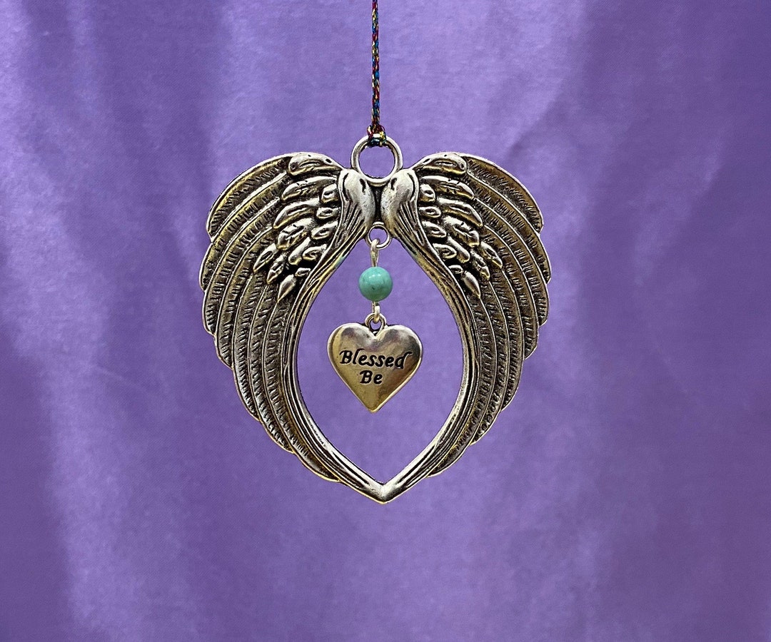 Angel Wings Dangly With Crystal and Heart Charm Handmade Angelically ...