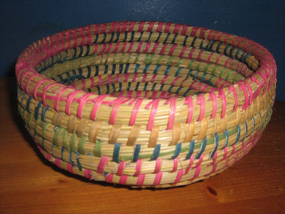 Strands Woven Together Wicker Basket /memsartshop. | Etsy