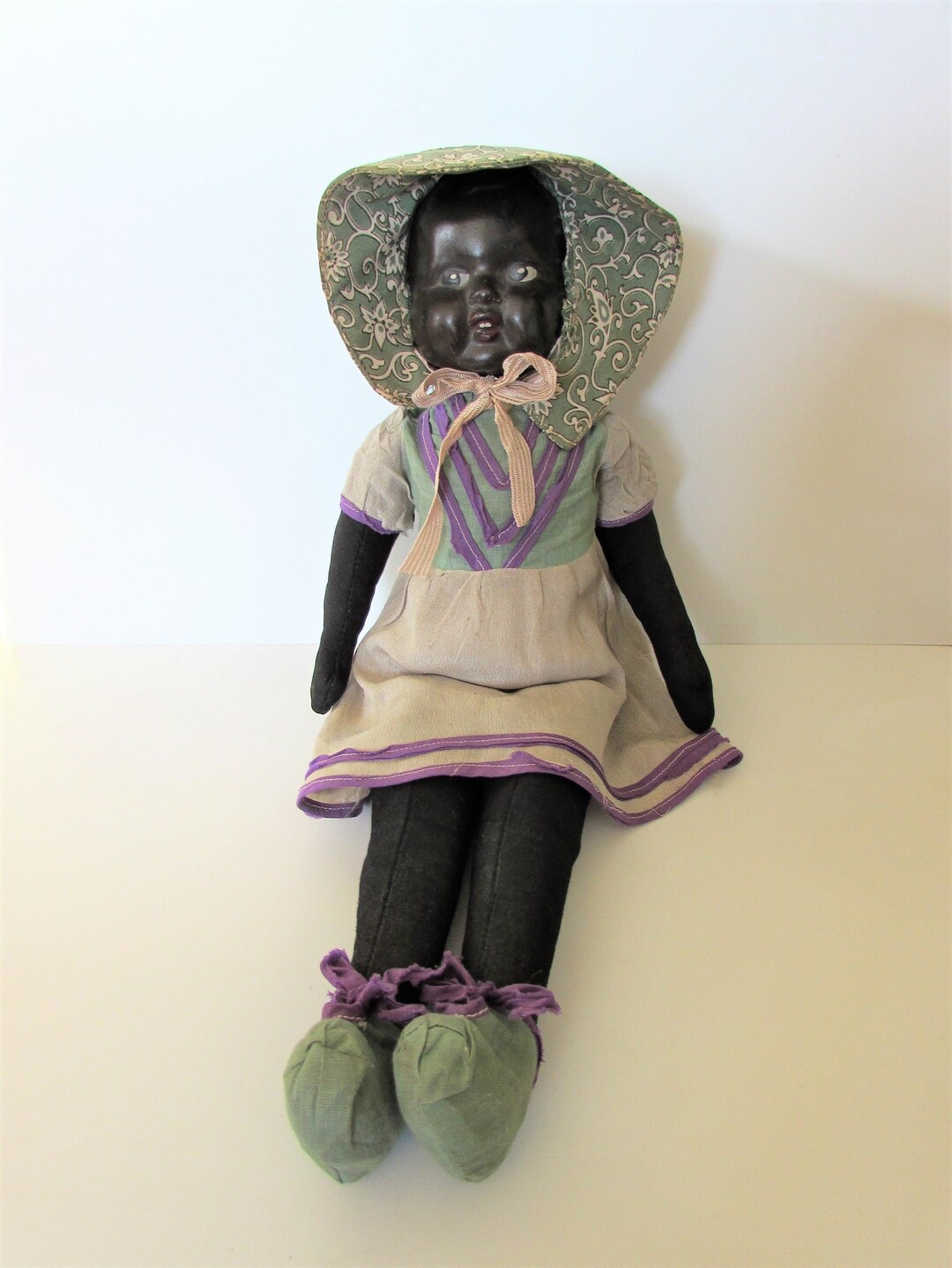Vintage Composite Head Doll With Hard Stuffed Body - 1940's Wearing ...