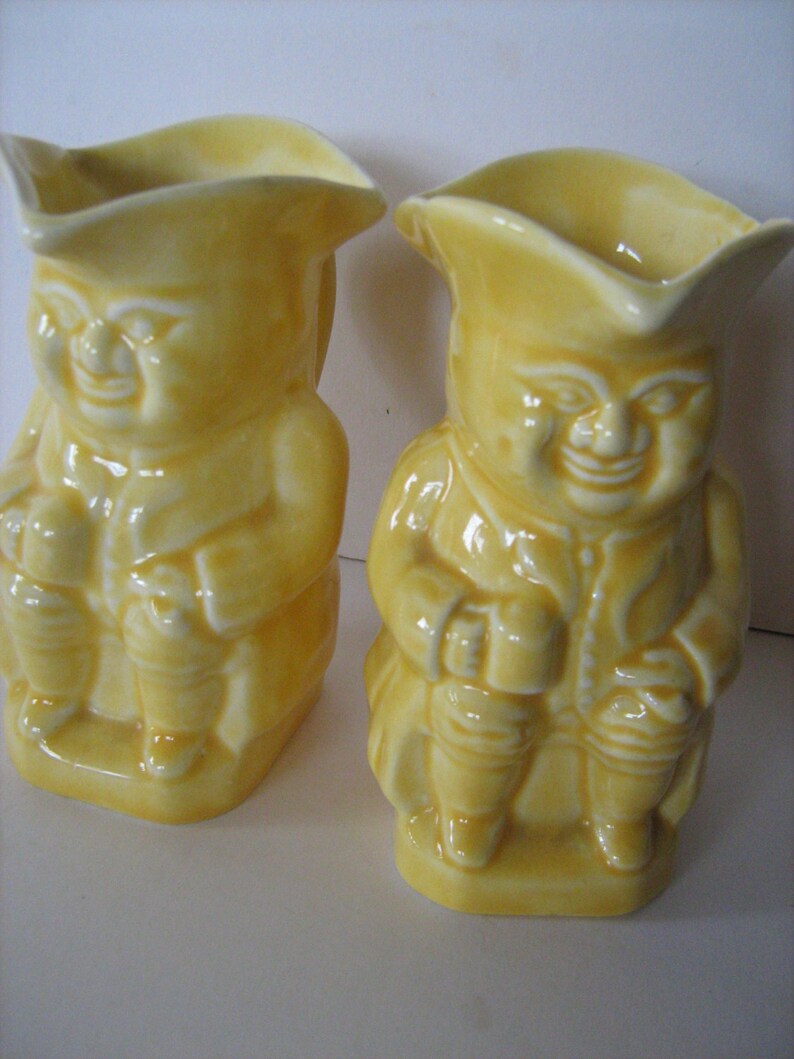 Two Small Yellow Ceramic Toby Jugs /memsartshop. - Etsy Denmark