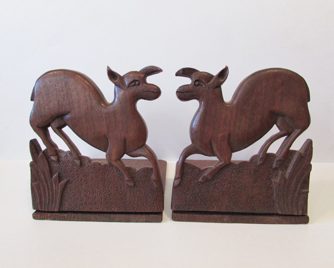 Stunning Pair of Heavy Carved Hardwood Bookends. /memsartshop. - Etsy