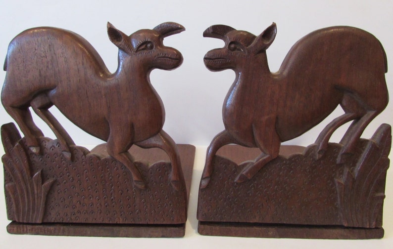 Stunning Pair of Heavy Carved Hardwood Bookends. /memsartshop. | Etsy