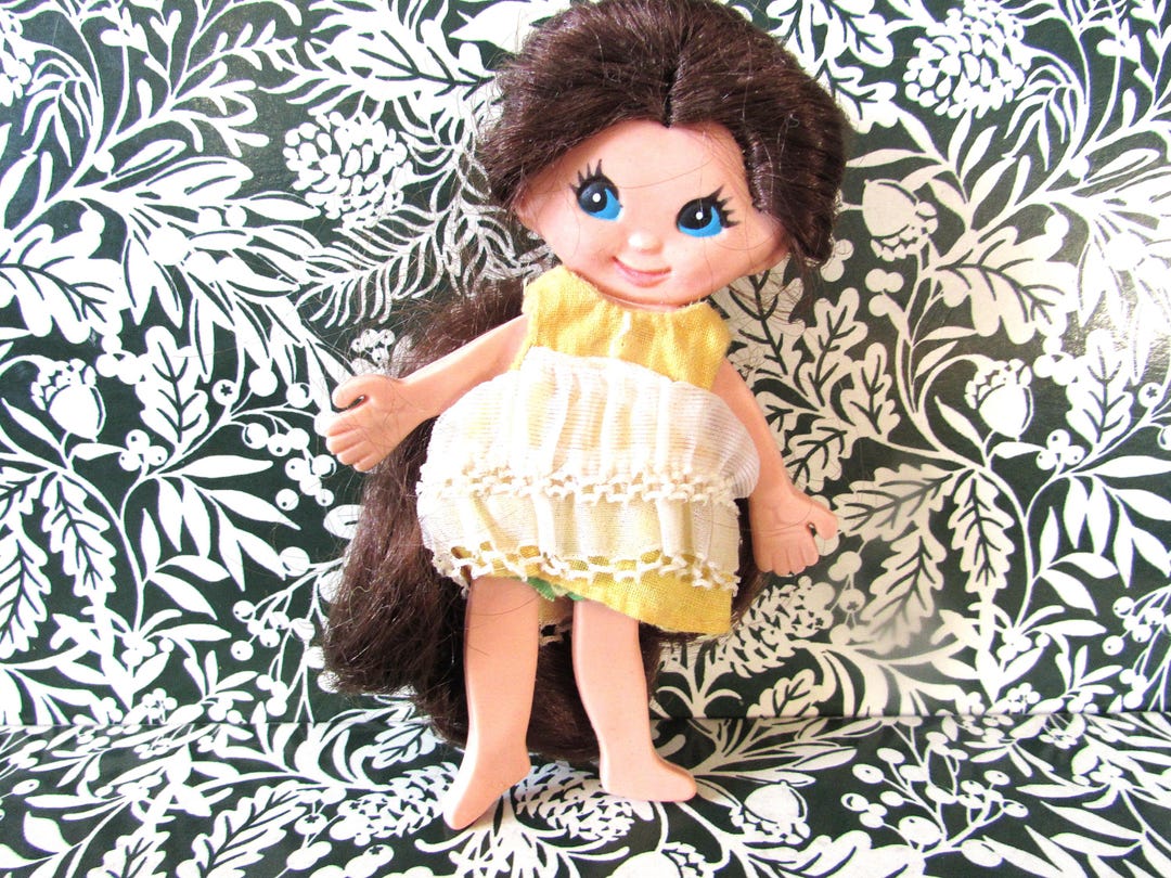 Vintage FLATSY DOLL With Brunette Hair 1960's - 4-1/2 Inches High ...