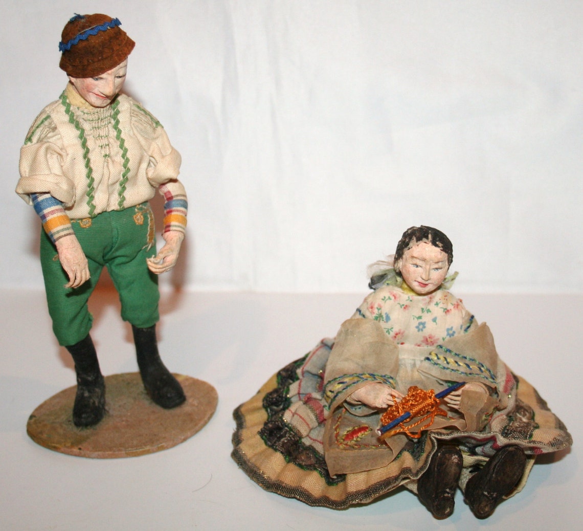 Collection of Two Vintage Paper Mache/ Plaster Dolls With - Etsy