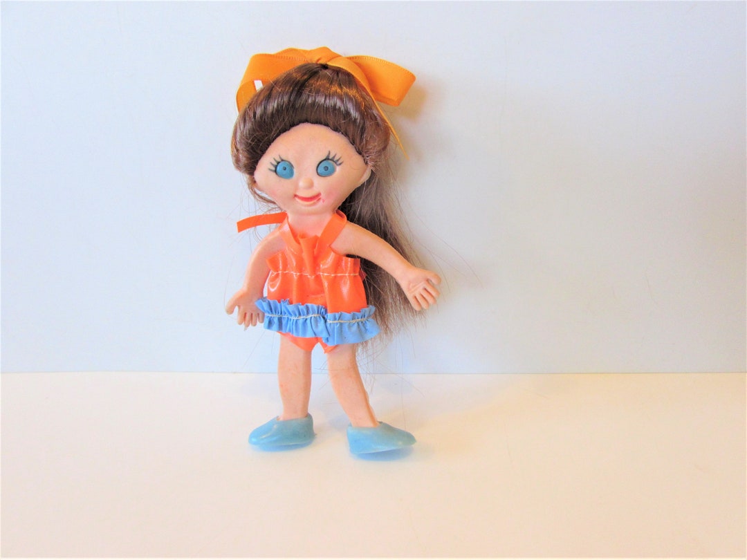 Vintage FLATSY DOLL With Brunette Hair 1960's 5 Inches - Etsy