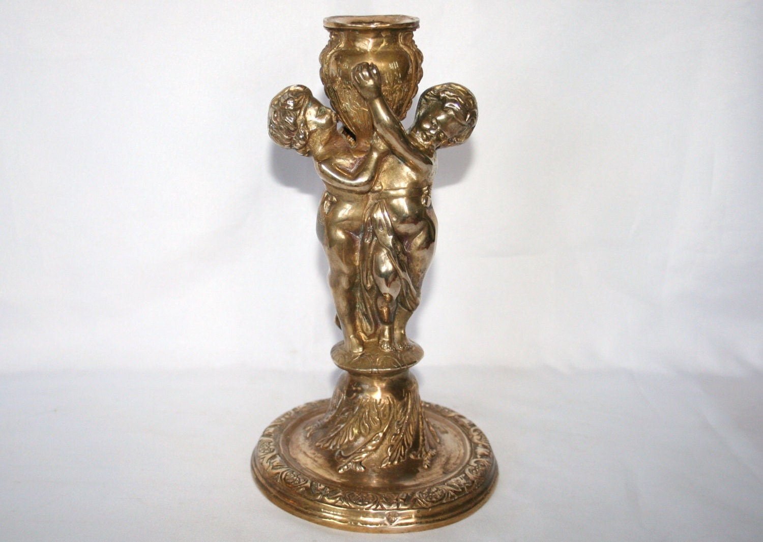 Stunning Large Antique Brass Statue Candle Holder. - Etsy UK