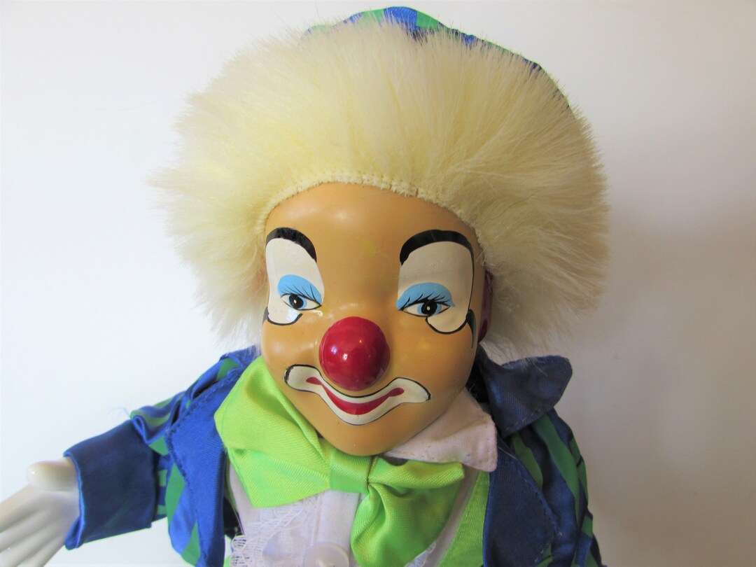 Vintage Porcelain Clown White Hair and Painted Face With Bow Tie and ...