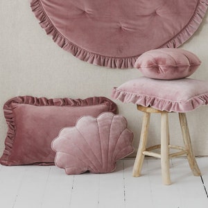 Soft Velvet Shell Pillow “light Pink”, Decorative Shell Pillow, Shell ...