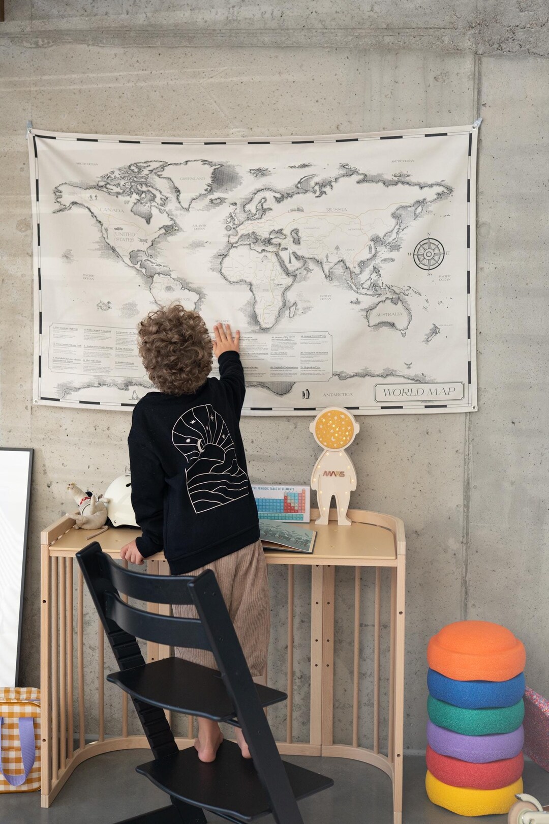 Montessori Cotton World Map for Kids "civilisational Achievements ...