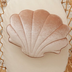 Velvet Shell Pillow “beige Pearl”, Decorative Shell Pillow, Velvet ...