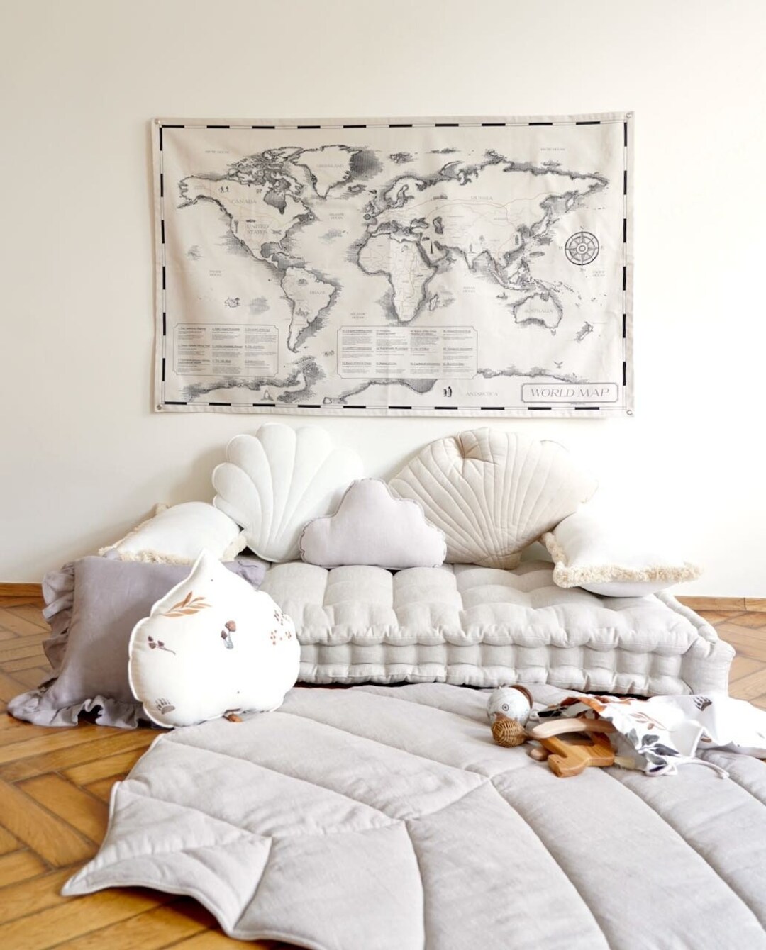 Cotton World Map for Children civilizational - Etsy
