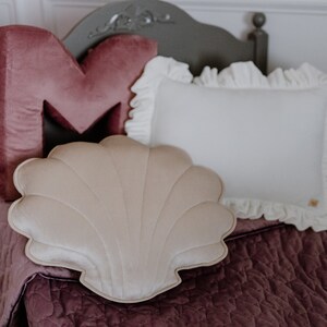 Velvet Shell Pillow “apricot Pearl” , Decorative Pillow, Shell Cushion ...