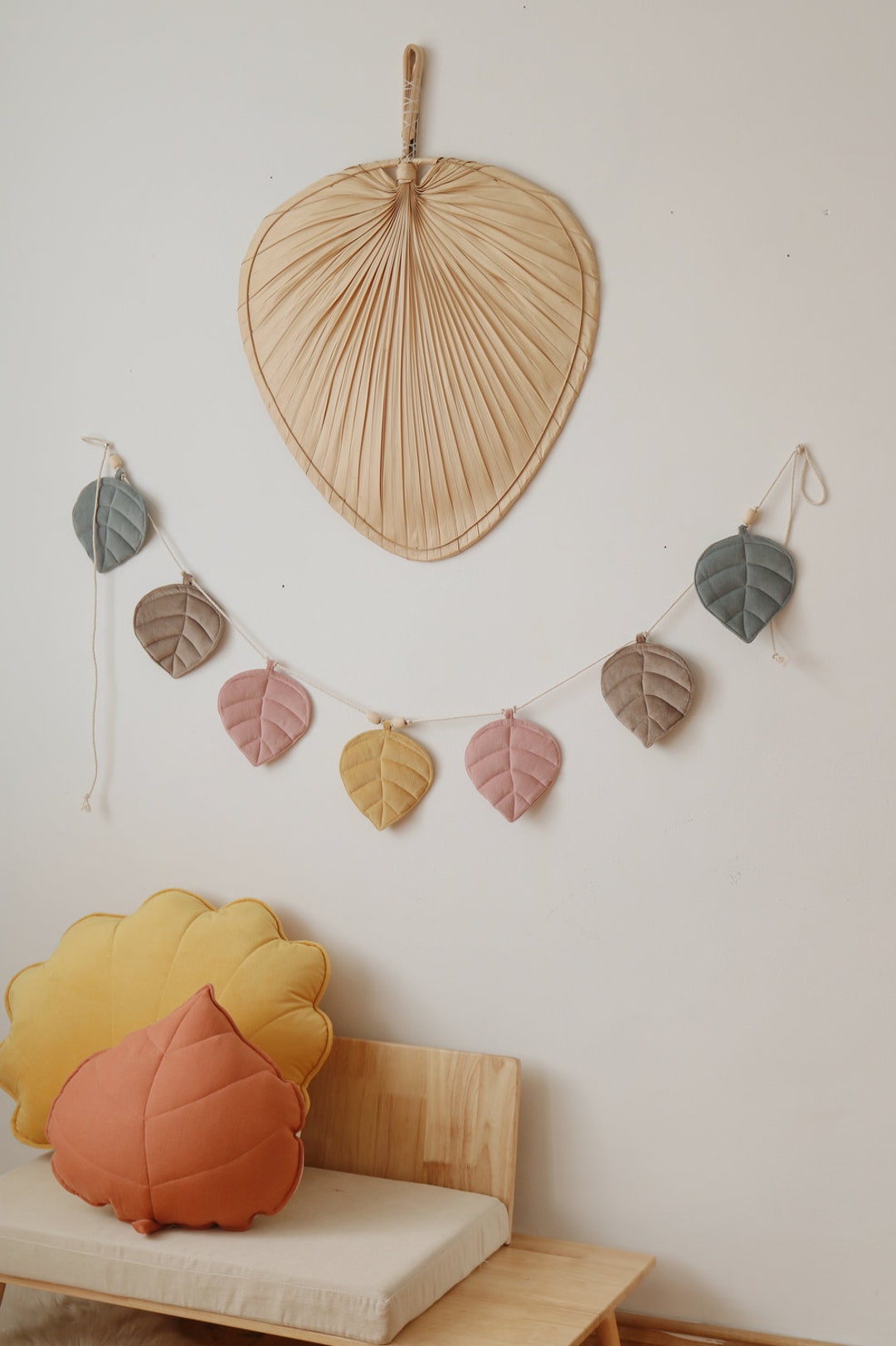 Velvet Garland With Leaves “pastel Stories”, Nursery Decoration ...