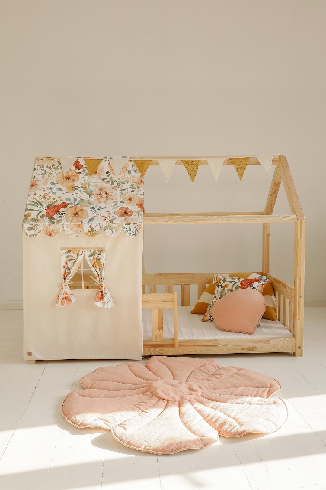 Canopy Over Bed in the Shape of a House flower Power, Baby Crib House ...