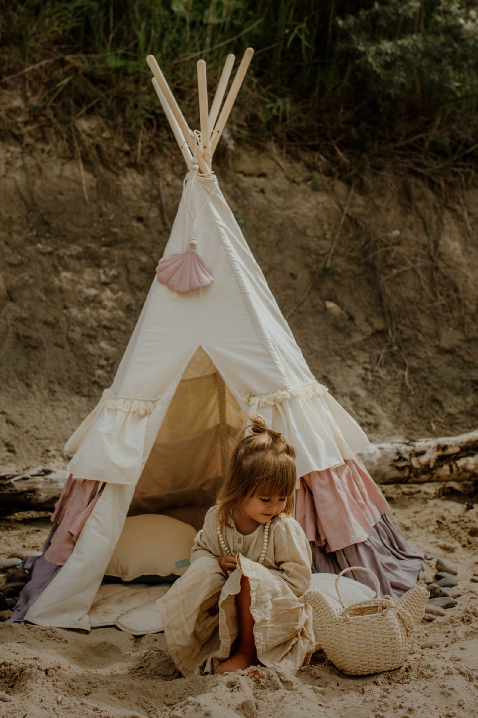 Teepee Tent With Frills “powder Frills”, Gift for Kids, Teepee Tent for ...
