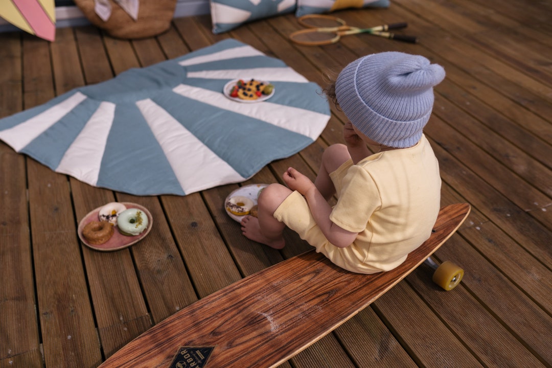 Linen Sun Mat “waves at the Ocean Beach”, Kids Room, Baby Room, Floor ...