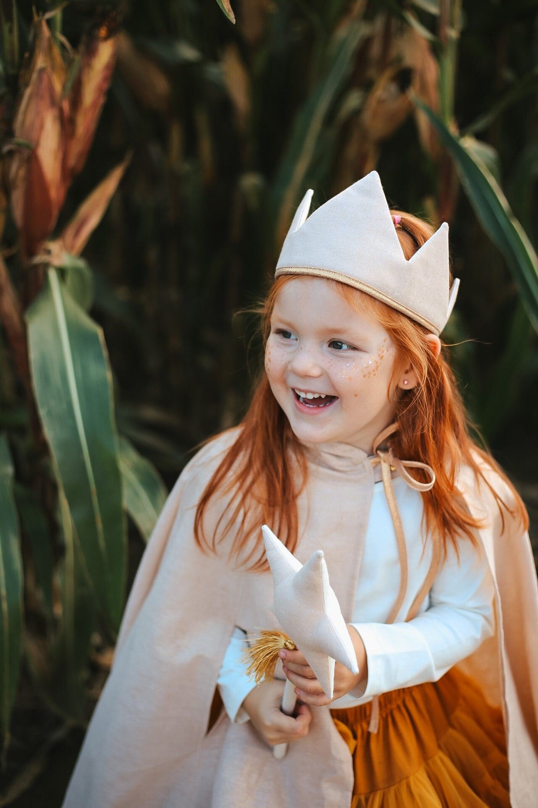 Beige and Gold Linen Magic Wand, Costume for Girl, Carnival Costume ...