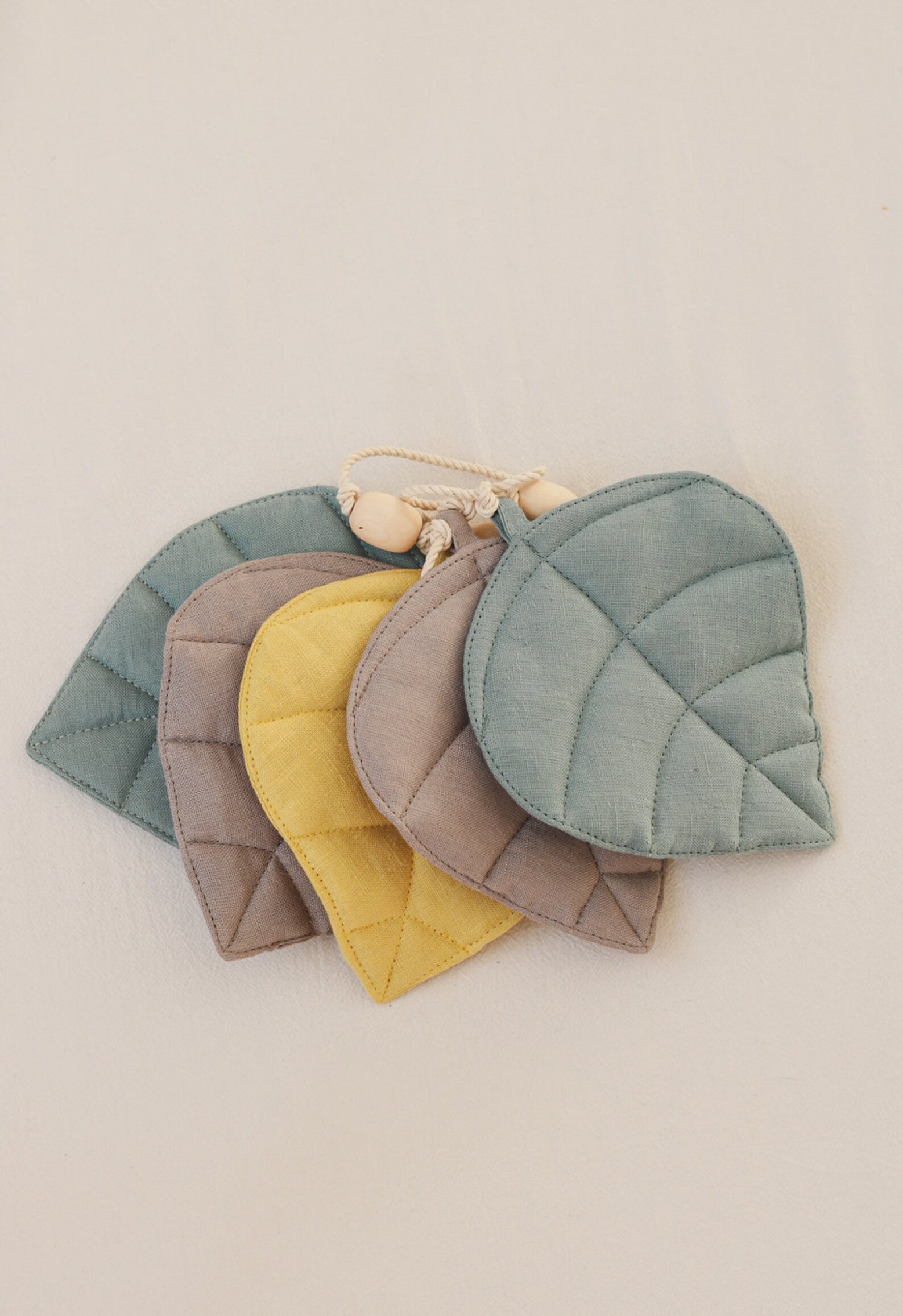 Linen Garland With Leaves eye of the Sea Nursery - Etsy