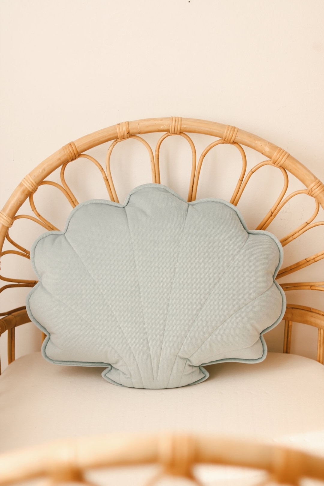 Velvet Shell Pillow powder Mint, Decorative Shell Cushion, Seashell ...