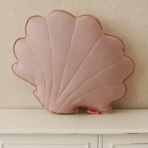 Linen Shell Pillow “powder Pink” , Decorative Shell Pillow, Shell ...