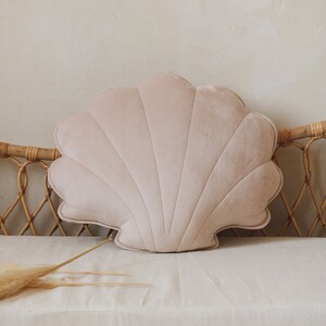 Soft Velvet Shell Pillow “latte”, Decorative Shell Pillow, Shell ...