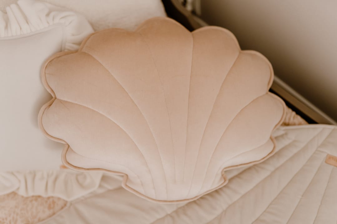 Velvet Shell Pillow apricot Pearl , Decorative Pillow, Shell Cushion ...