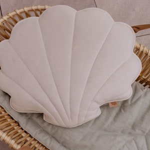 Soft Velvet Shell Pillow “white”, Velvet Pillow, Seashell Pillow for ...