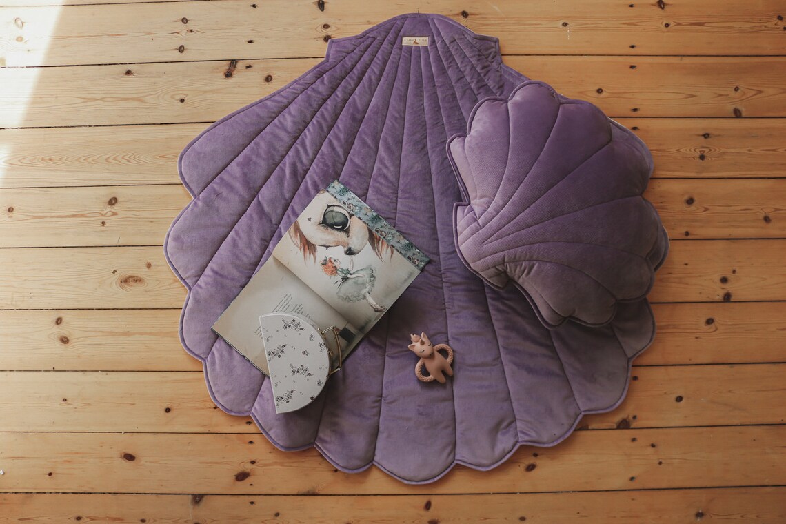 Velvet Big Shell Pillow purple - Etsy