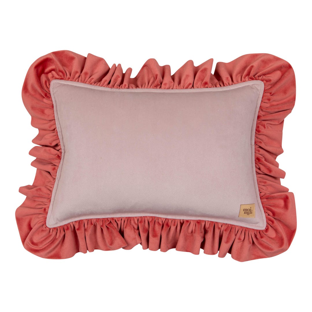 Pink Velvet Pillow With Frill "raspberry Smoothie" Romantic Bedroom ...