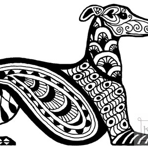 Whippet Graphic Art Matted and Ready for Your Frame, Great Gift for Dog ...
