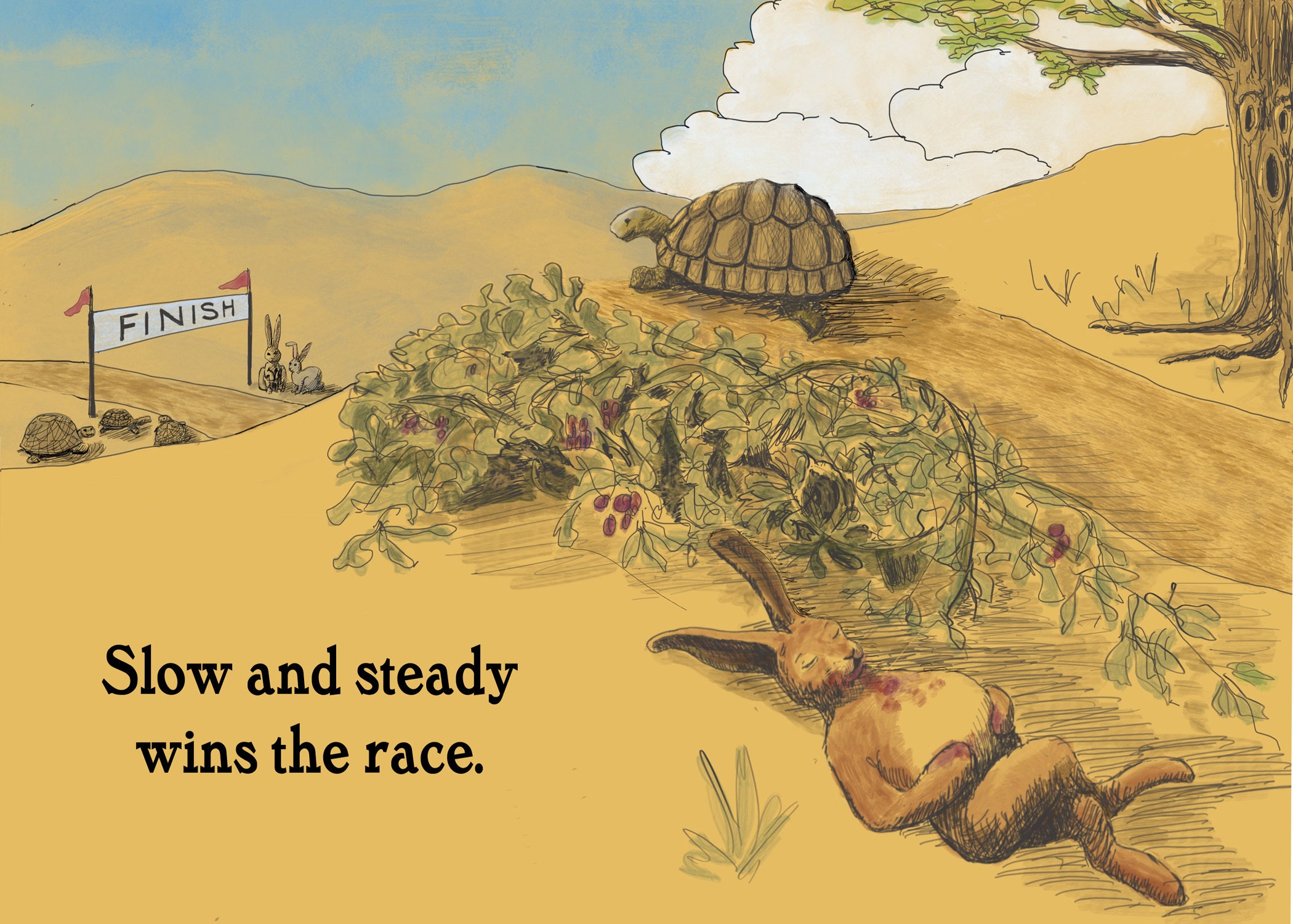 Print of Aesop's Fable, the Tortoise and the Hare. Moral: Persist - Etsy