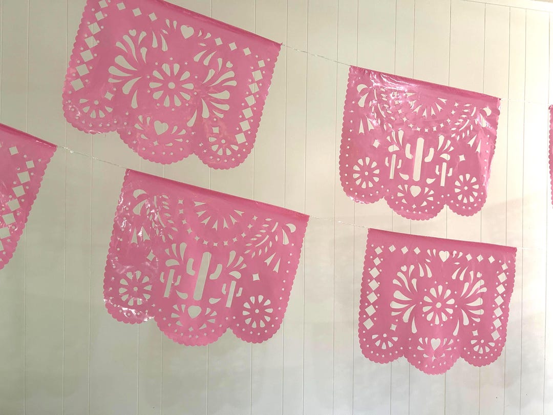 Pink Papel Picado Banner Baby Shower Cielito Lindo Fiesta Theme Garland ...