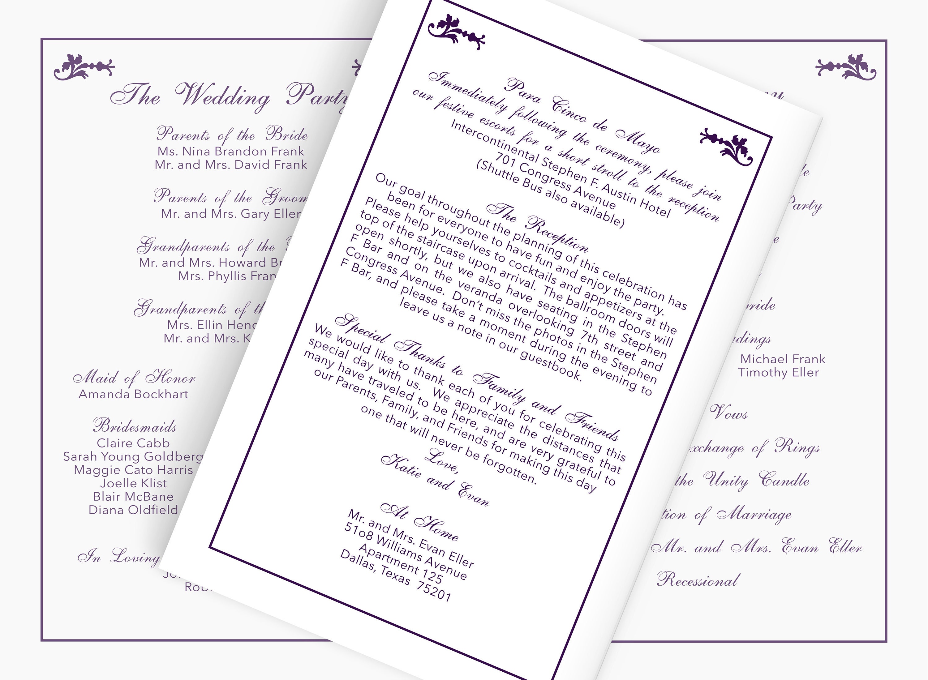 Wedding Program Elegant Personalized 4 Page each 5.5 x 8.5 / Digital ...