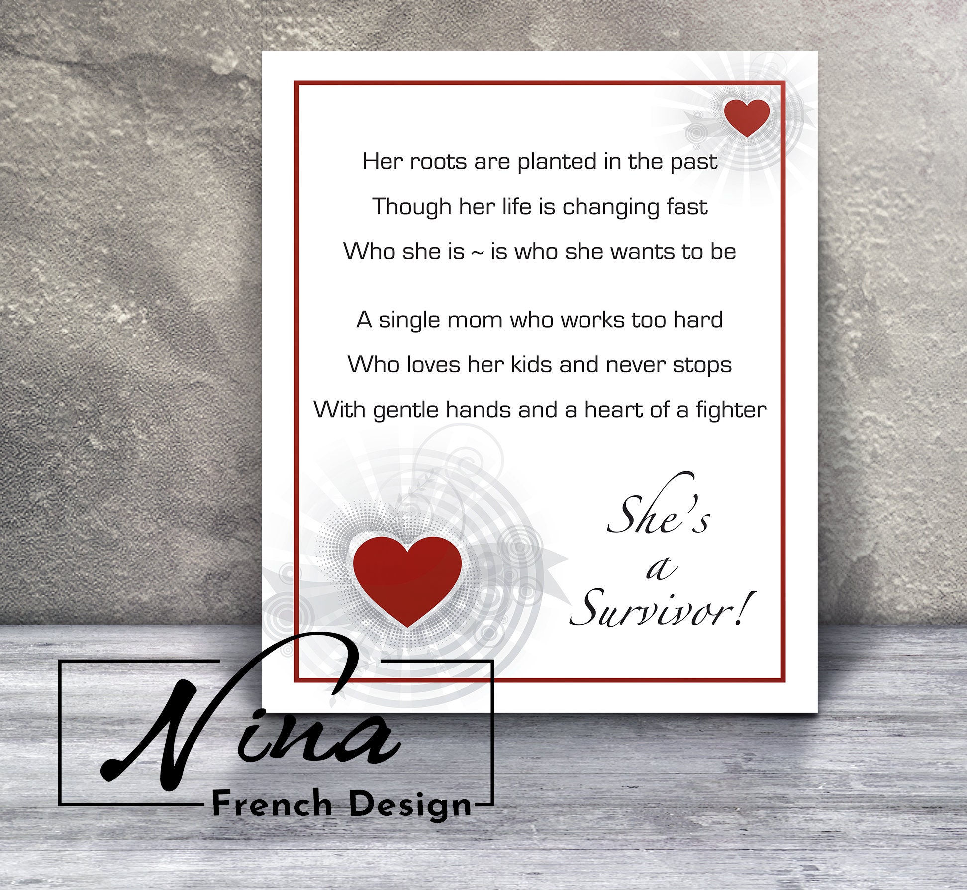She's a Survivor Single Mom Printable Wall Art - Single Mom Gift ...