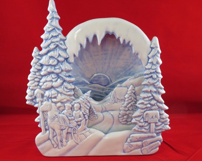 Ceramic 3-D Winter Scene, One Horse Open Sleigh, Christmas Scene ...