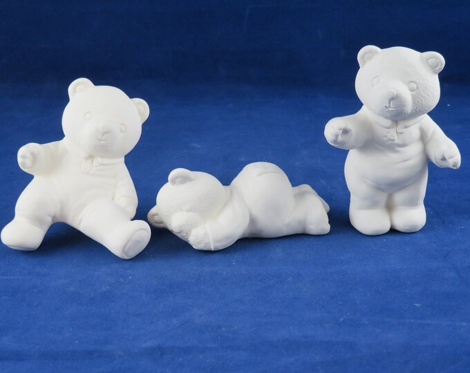Ceramic Teddy Bear Figurines Ceramic Lifelike Bears set of - Etsy