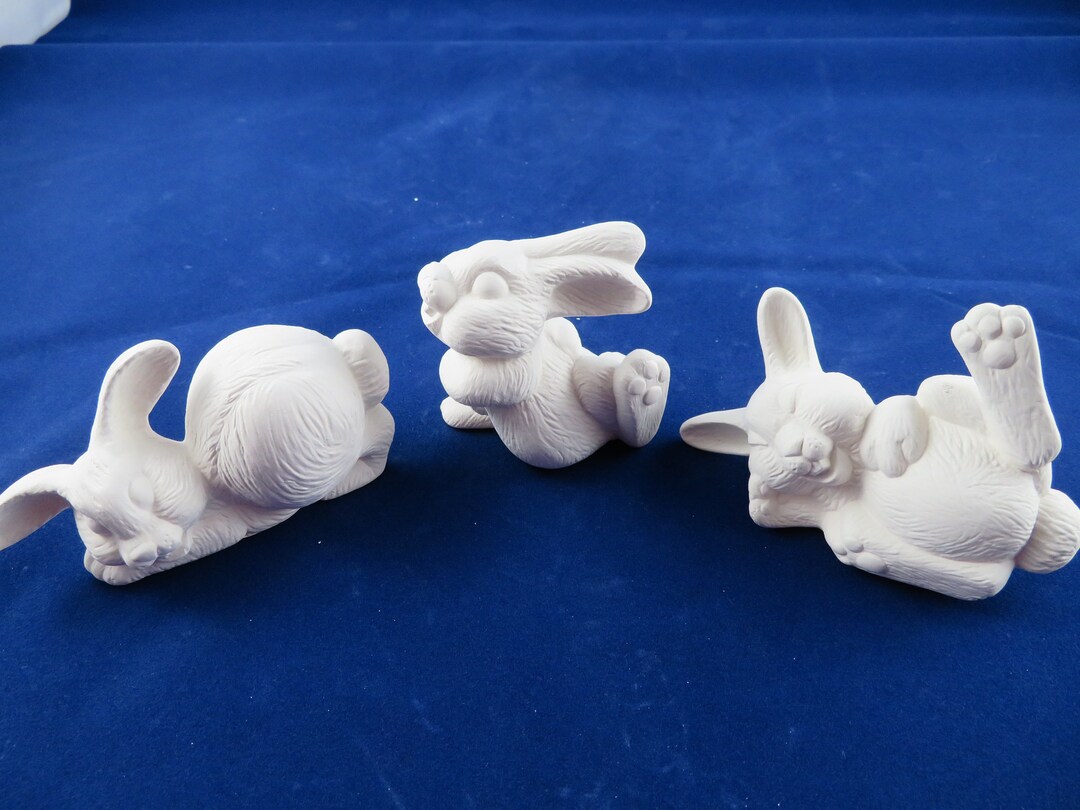 Ceramic Bunny, Ceramic Rabbits 3 Pieces, Ceramic Bisque, Ready to Paint ...