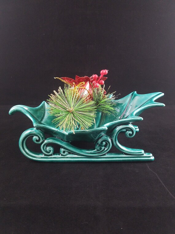 Ceramic Christmas Sleigh Ceramic Sleigh Sleigh Centerpiece - Etsy