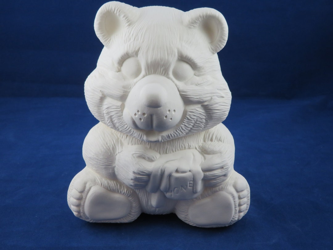 Ceramic Teddy Bear, Ceramic Bear Figurine, Ceramic Bisque Bear, Ready ...