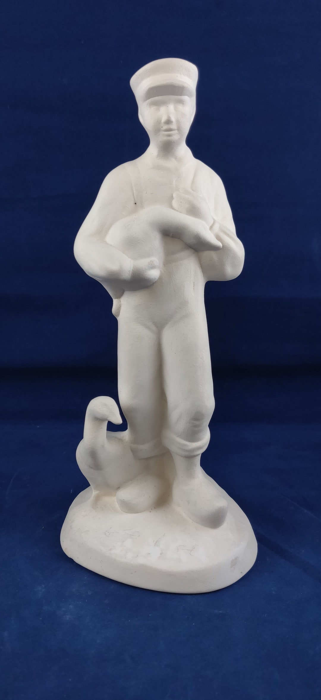 Ceramic Boy Figurine, Ceramic Farm Boy Holding a Goose, Dutch Boy ...
