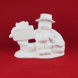 Ceramic Snowman, Ceramic Snowman Selling Snowballs, Ready to Paint ...
