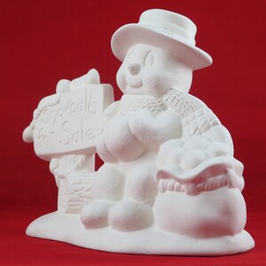 Ceramic Snowman, Ceramic Snowman Selling Snowballs, Ready to Paint ...