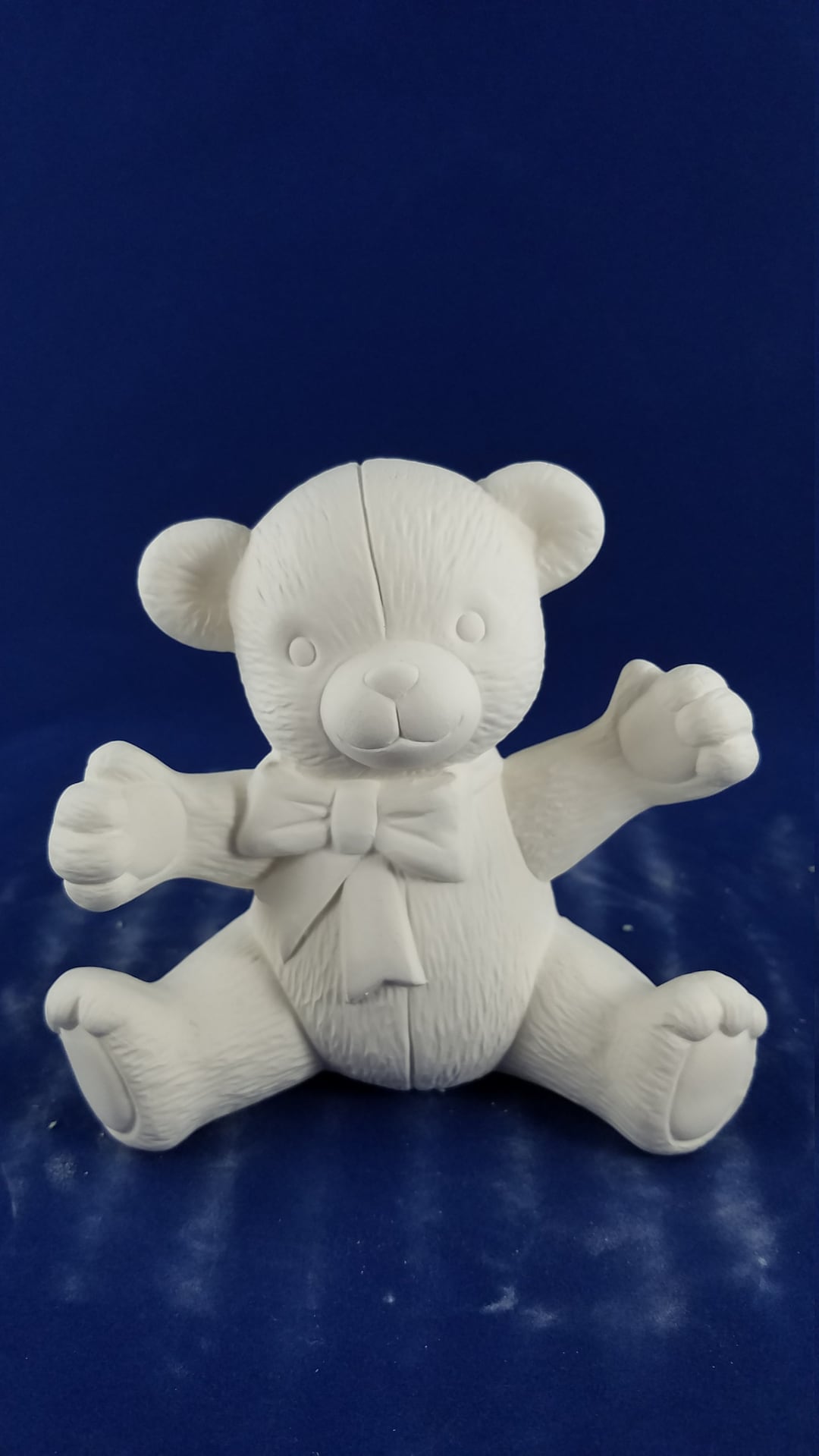 Ceramic Teddy Bear, Ceramic Bisque Bear, Bear With Bow, Collectible ...