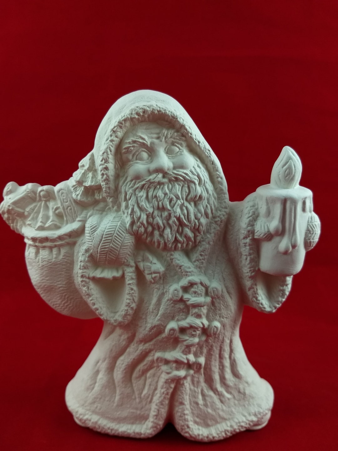 Ceramic Santa, Ceramic Santa Figurine, Ceramic Flat Santa Window Sill ...