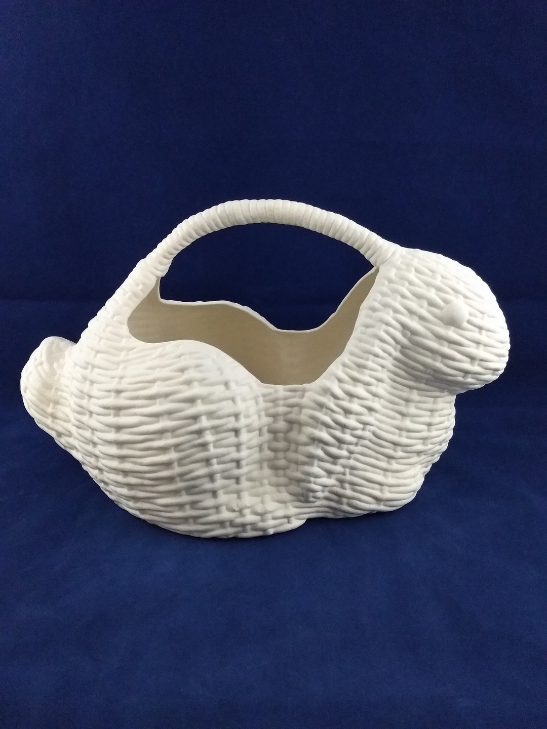 Ceramic Easter Basket, Ceramic Wicker Bunny Basket, Ceramic Easter ...