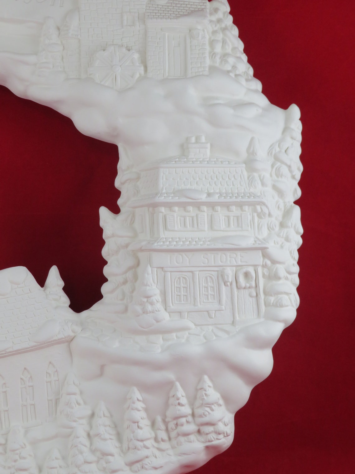 Ceramic Christmas Village Wreath Ceramic Church Wreath - Etsy UK