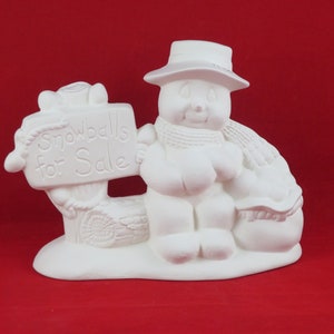 Ceramic Snowman, Ceramic Snowman Selling Snowballs, Ready to Paint ...