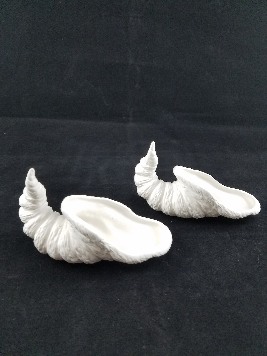Ceramic Cornucopia set of 2, Ceramic Thanksgiving Bisque, Ceramic ...
